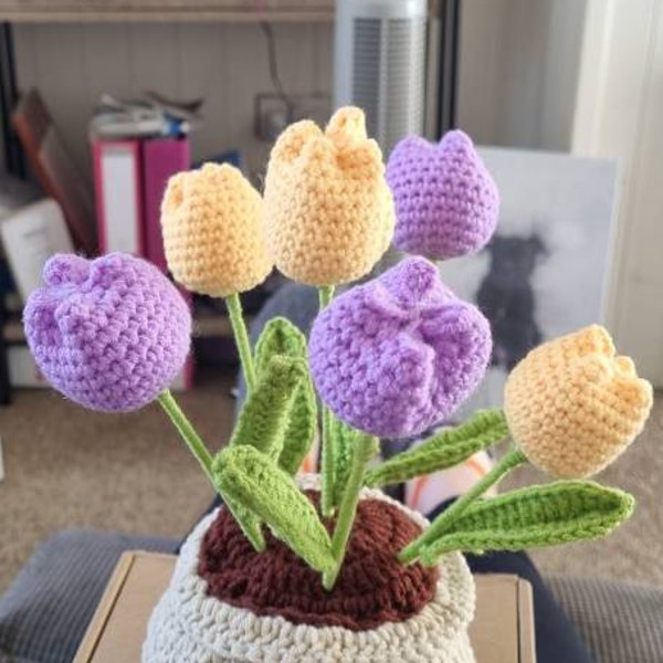 Flower Crochet Kit Tulip Flowerpot | Step-by-step Video Tutorial | DIY ...