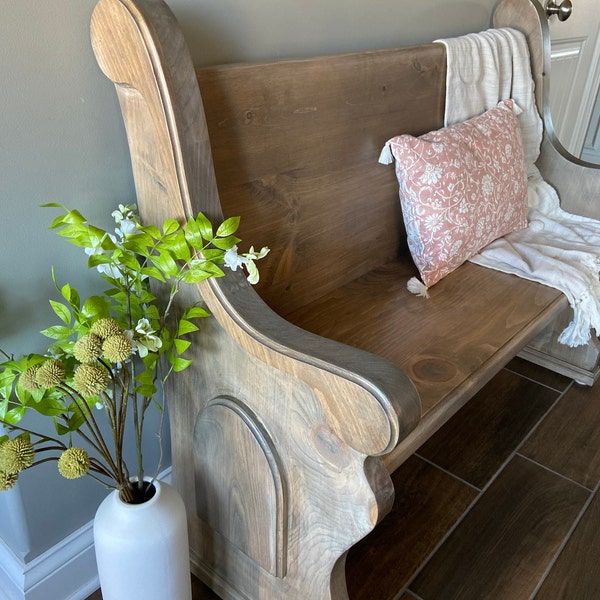 IN STOCK: Aged Oak - Church Pew Bench / Foyer, Entryway Furniture ...