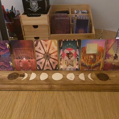 Handmade Single Pendulum Display Stand With Hand Pyrography Triple Moon ...