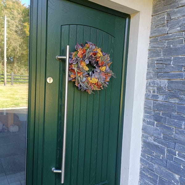 Half Moon Front Door Year Round Floral Faux Wicker Shabby Chic Rustic ...