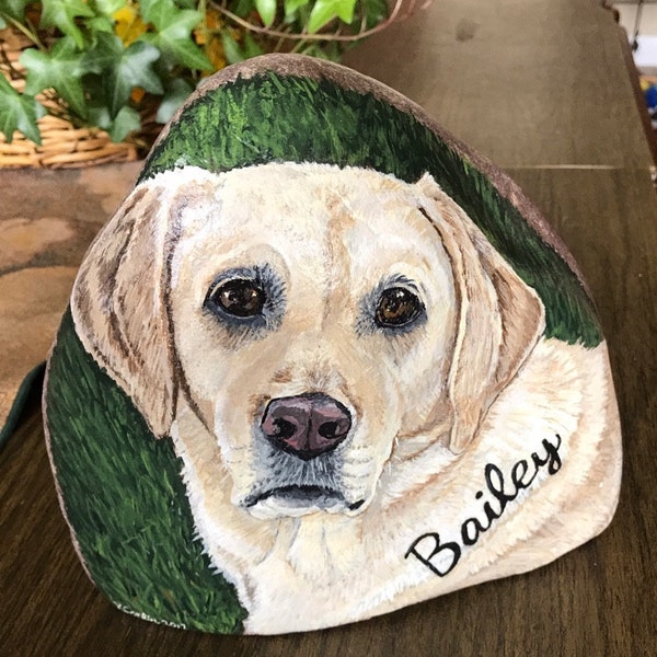 Custom Curled up Pet Portrait Rocks, Hand Painted Commissions for Dogs ...