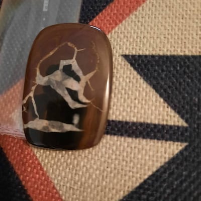 Zebra Jasper Natural Gemstone Earrings Pair, Black Web Jasper Cabochon ...