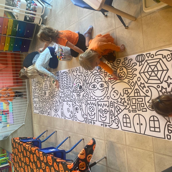 GIANT 10-foot HALLOWEEN Coloring Page Banner | Coloring Poster ...