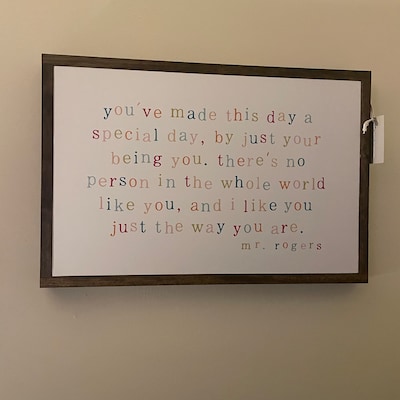 Horizontal I Like You Just the Way You Are Mr. Rogers Framed Wood Sign ...