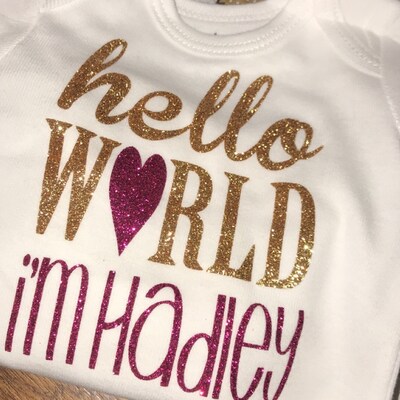 Baby Shower Gift, Hello World Personalized Bodysuit With Headband, NO ...