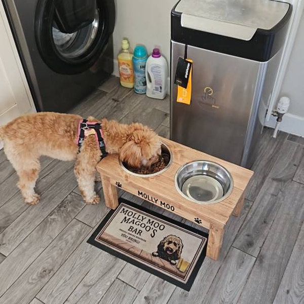 Handmade Tall Wooden Raised Pet Dog Bowl Stand Table Bespoke - Etsy UK