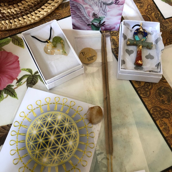 Flower of Life & Atlantis Ankh Crystal Grid/manifesting Crystal Grid ...