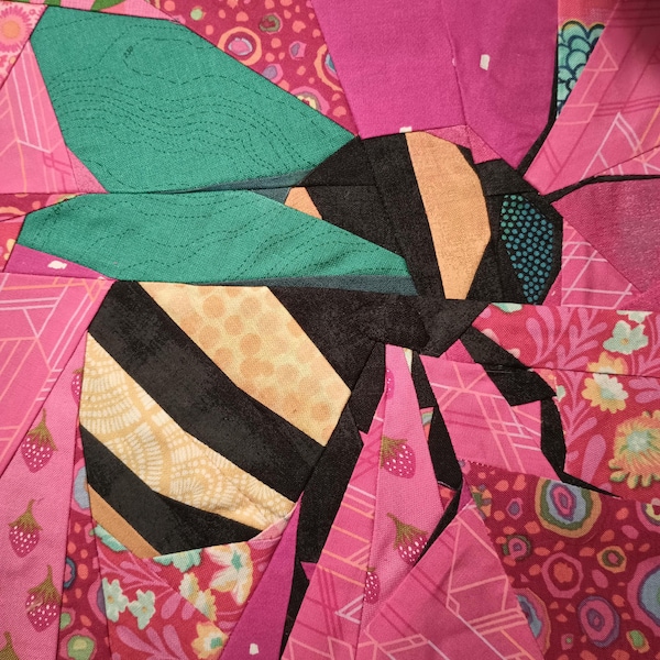 8” 10" 12" FPP Bumble Bee Quilt Block Pattern: Foundation Paper Piecing ...