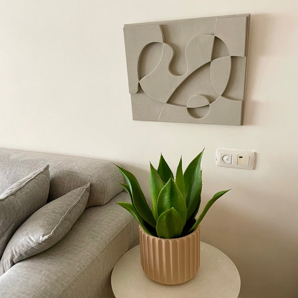 Textured and Minimalist Graphic Wall Piece. Modern Monochromatic Shapes ...