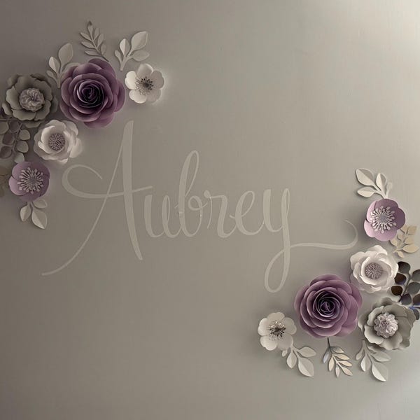 Light Purple Paper Flower Set, Nursery Paper Flower Wall Decor, Baby ...