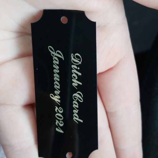 Personalized 2.5” X 1" Black Brass Plate W/ Notched Corners & Screws ...