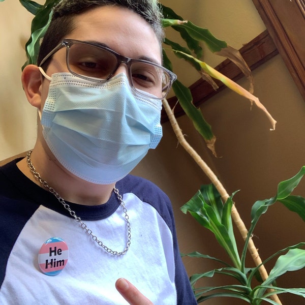 BOLD Trans Flag Pronoun Button he Him - Etsy