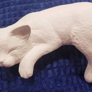 Ready to Paint Ceramic Cat Figurine, Paint It Yourself Stretching Cat ...