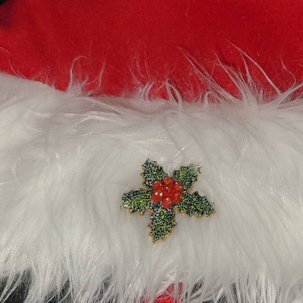 Large HOLLY & BERRIES WREATH Brooch Festive Christmas Winter Wedding ...