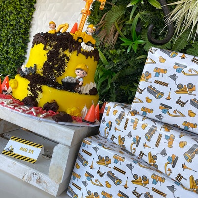 Construction Wrapping Paper Kids Christmas Wrapping Paper, Construction ...