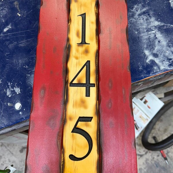 US Flag House Number Wooden Sign - Etsy