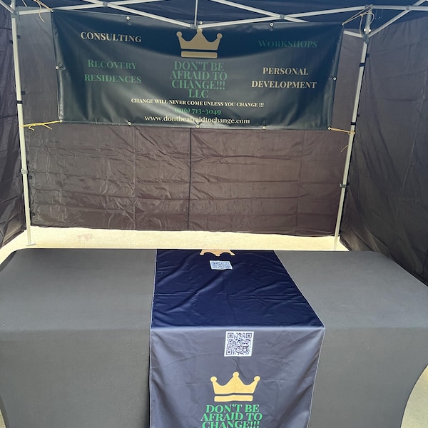 Custom Start-up Show Bundle: Personalized Canopy Banner & Logo Table ...