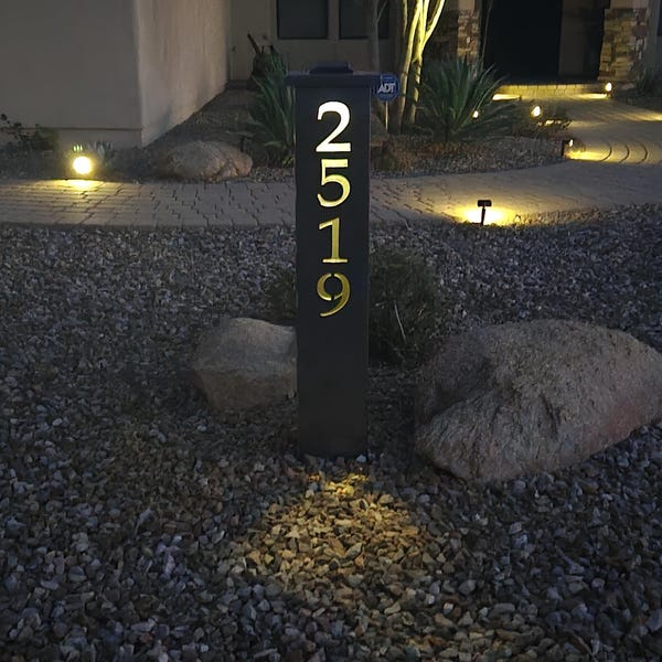 Address Column - Garden Pillar - / Steel Metal Art / Metal Decor ...