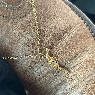 Gold Gun Necklace Gun Charm Necklace Revolver Pendant - Etsy