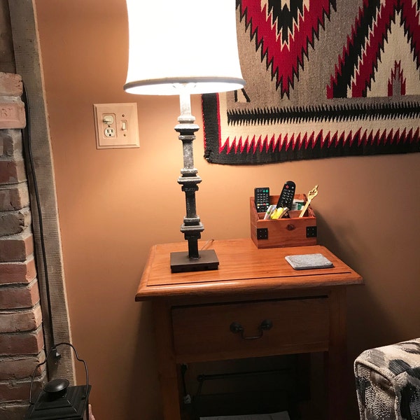 28" Tall Unique Square Collar Farmhouse Style Handmade Iron Table Lamp ...