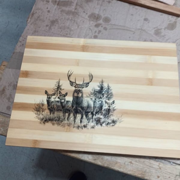 Whitetail Deer Laser Engraving File, Buck and Doe Wildlife Scene PNG ...