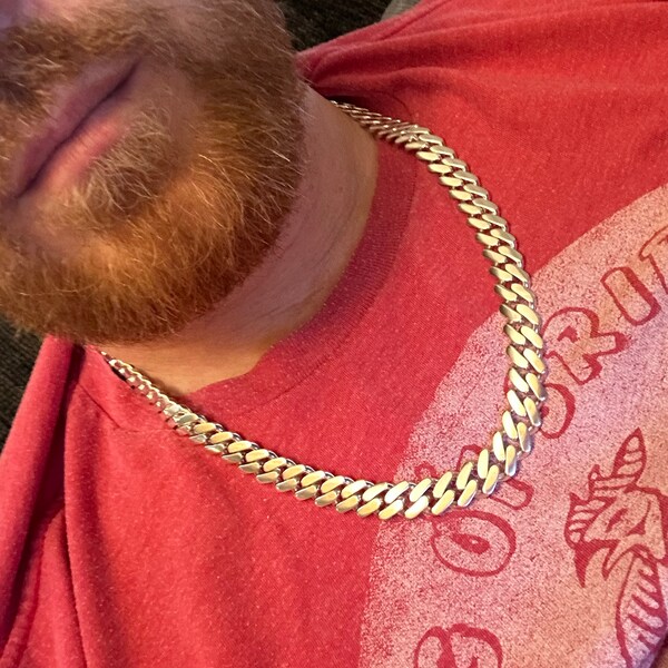 12mm Silver Miami Cuban Chain. Stunning Solid 925 Sterling Silver Links ...