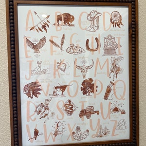 Cowboy Nursery Theme Art the Wild West Rodeo Cowboy Abcs Western Boho ...