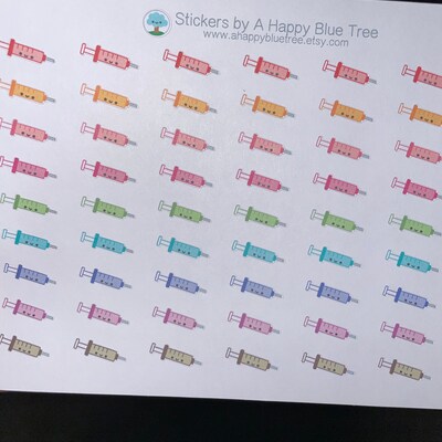 MINI Happy Syringe Shot Reminder Cute Kawaii Personal Planner Stickers ...