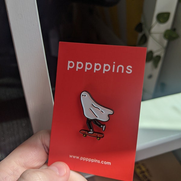 Skateboard Ghost (red) Pin - Etsy
