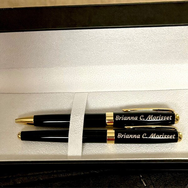 Personalized Ribbed Ball Pen Set, Custom Pen Set, CPA Gift, Gift for ...