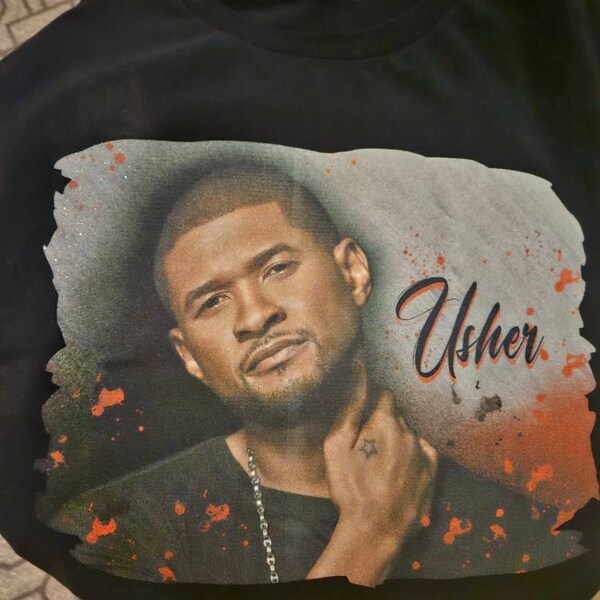 Usher Glitter Tee red Design - Etsy
