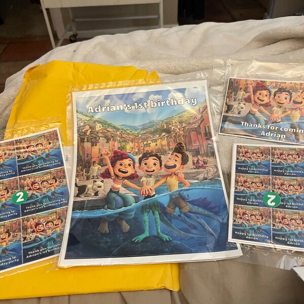 Luca - PRINTED GLOSSY LABELS - for Party Favor Bags, Gable Boxes, Gift ...