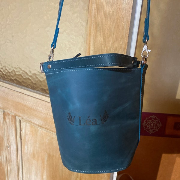 Personalized Leather Bucket Bag, Custom Bucket Bag, Casual Leather ...
