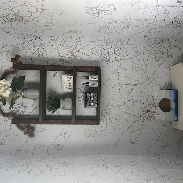 Modern Floral Line Art Wallpaper | floral Botanical Wallpaper Light ...