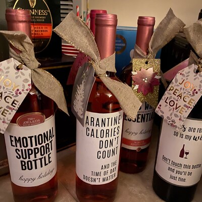 Social Distancing Wine Label 4 Pack / Quarantine Wine / Funny Wine ...