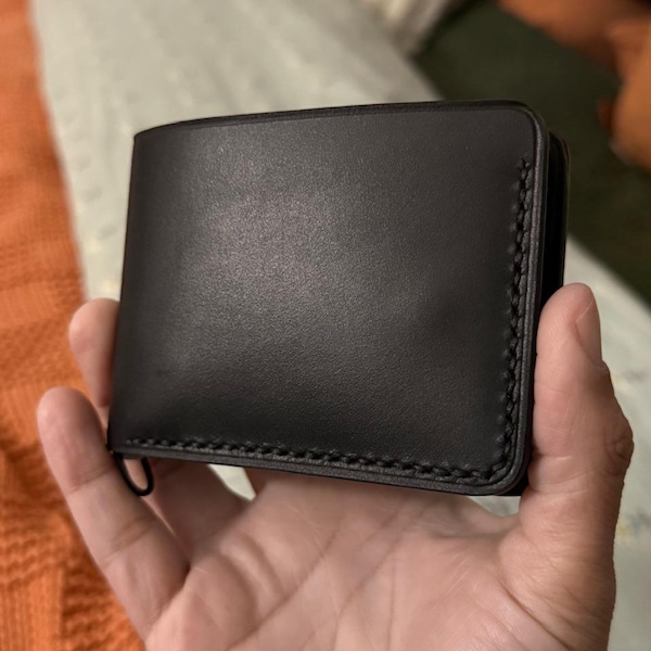 Full Grain Horween Leather 6 Cards Wallet, Hand-stitched Needlepoint ...