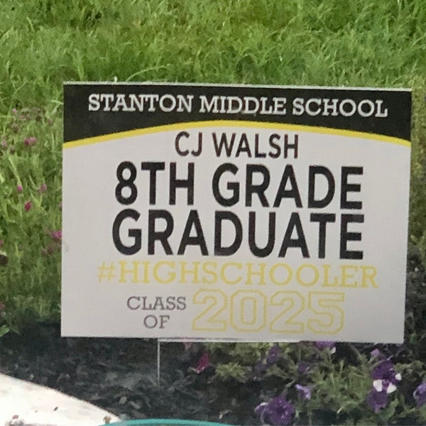 8th Grade Graduation Yard Sign Wire Stake Incl., Senior 2026, DIY File ...