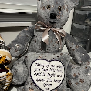 Memory Bear Handmade Personalised Keepsake Remembrance - Etsy