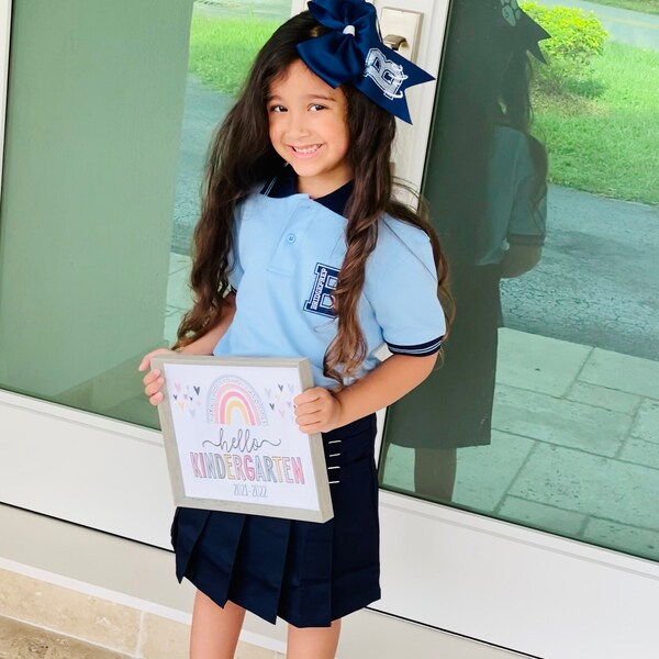 Boho Rainbow Hello Kindergarten Sign, First Day of Kindergarten Girl ...