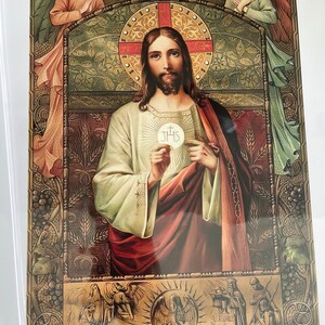 Jesus Holding the Eucharist / First Communion Gift / Vintage Catholic ...