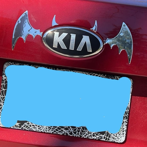 Chrome Bat Wings Car Emblem Sticker Silver Badge Gothic Devil Horns ...