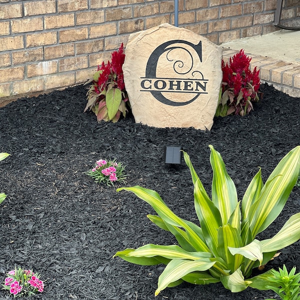 Family Name Stone - Engraved Rock - Personalized - Garden Stone - House ...