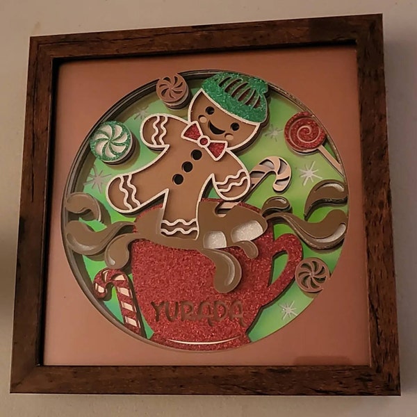 Gingerbread Shadow Box Svg, Shadow Box Svg, Christmas Shadow Box Svg ...