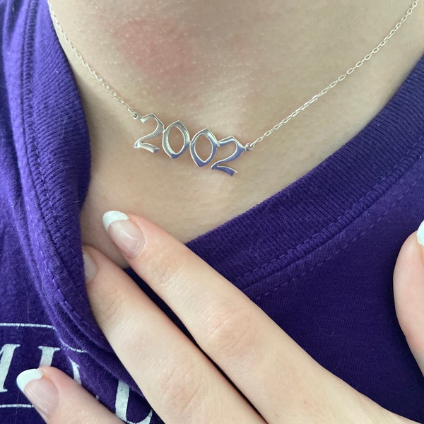 Year Necklace • Custom Number Necklace • Custom Name Necklace • Gothic ...