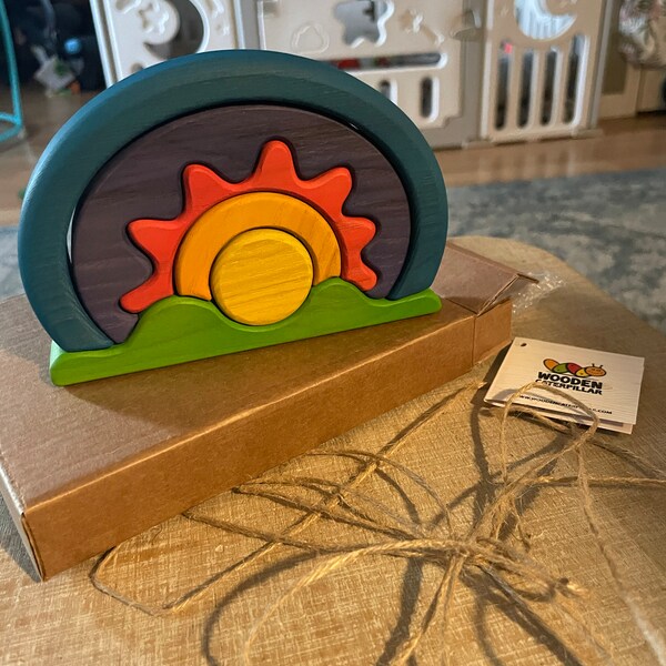 Wooden Sun Rise Stacker: 6-element Nature-inspired Toy for Kids 3+ - Etsy