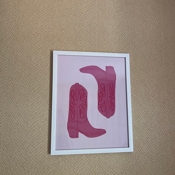 Pink Boot Print, Cowboy Boot, Pink Wall Art, Trendy Wall Art, Western ...