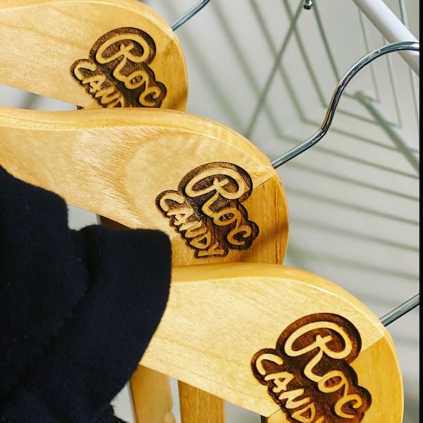 Laser Engraved Wooden Boutique Hangers – Custom Logo - Etsy
