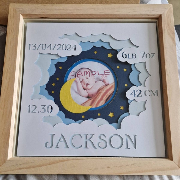 3D Baby Born Shadow Box for Kids, Baby Birth Shadow Box, Custom Name ...