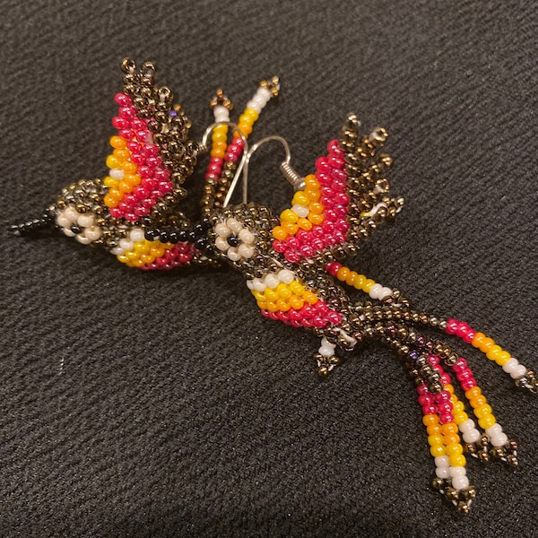 Beaded Hummingbird Earrings, Beaded Earrings, Beaded Earrings, Aretes ...