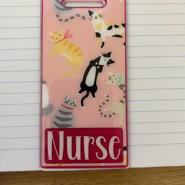 Leopard Print Badge Buddy, Cute Medical ID Name Plate, Custom Glitter ...